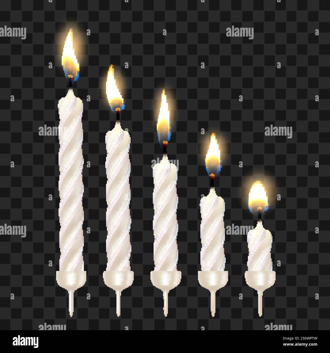 Burning Candles Celebrating Accessory Set Vector. Burn Festive Birthday ...