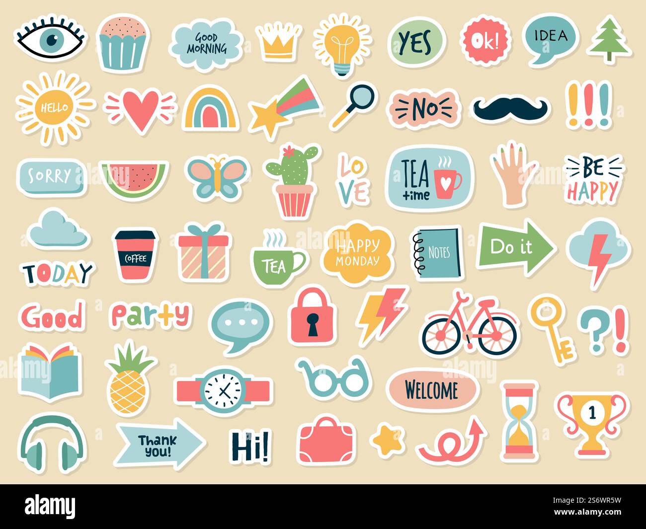 Planner stickers. Journal daily stickers reminder text numbers colored ...