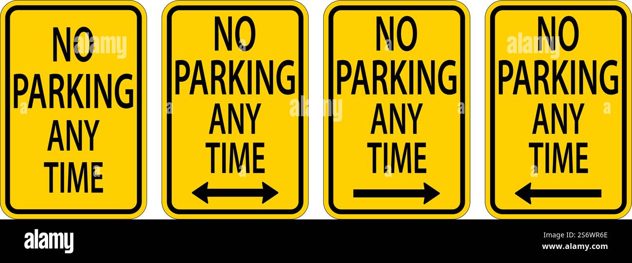 No Parking Any Time,Double Arrow,Right Arrow,Left Arrow Sign On White ...