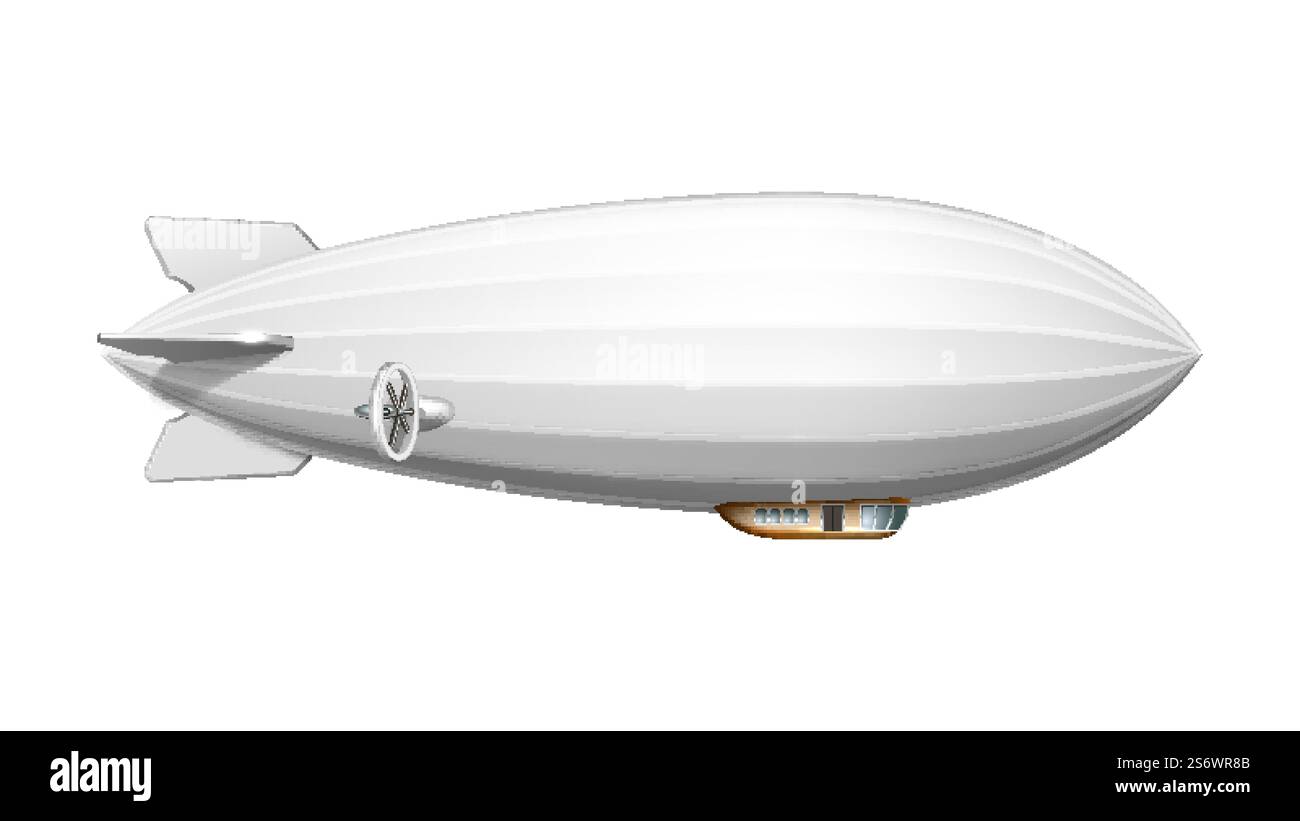 Airship Blank White Flying Transportation Vector. Airship Inflatable ...
