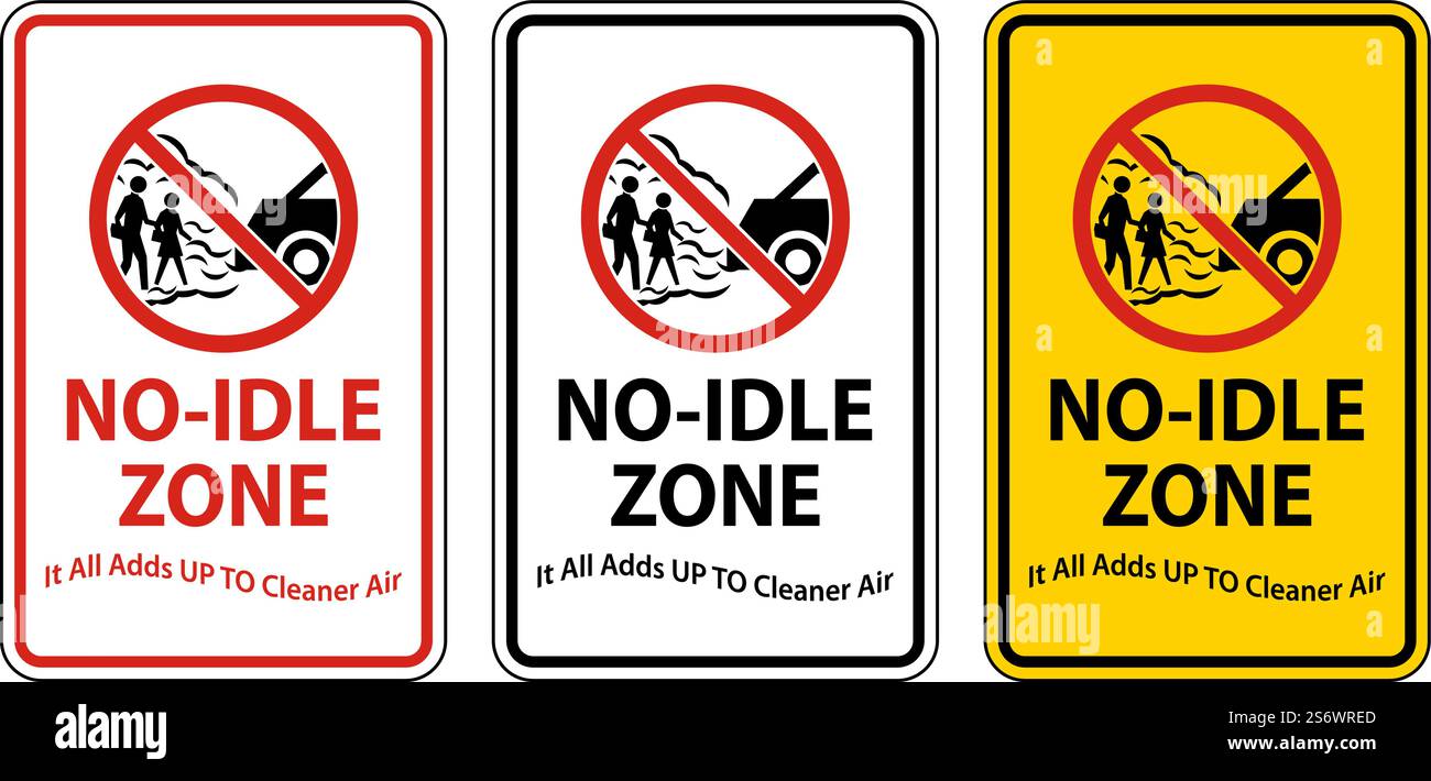 No Idle Zone Sign On White Background Stock Vector Image & Art - Alamy