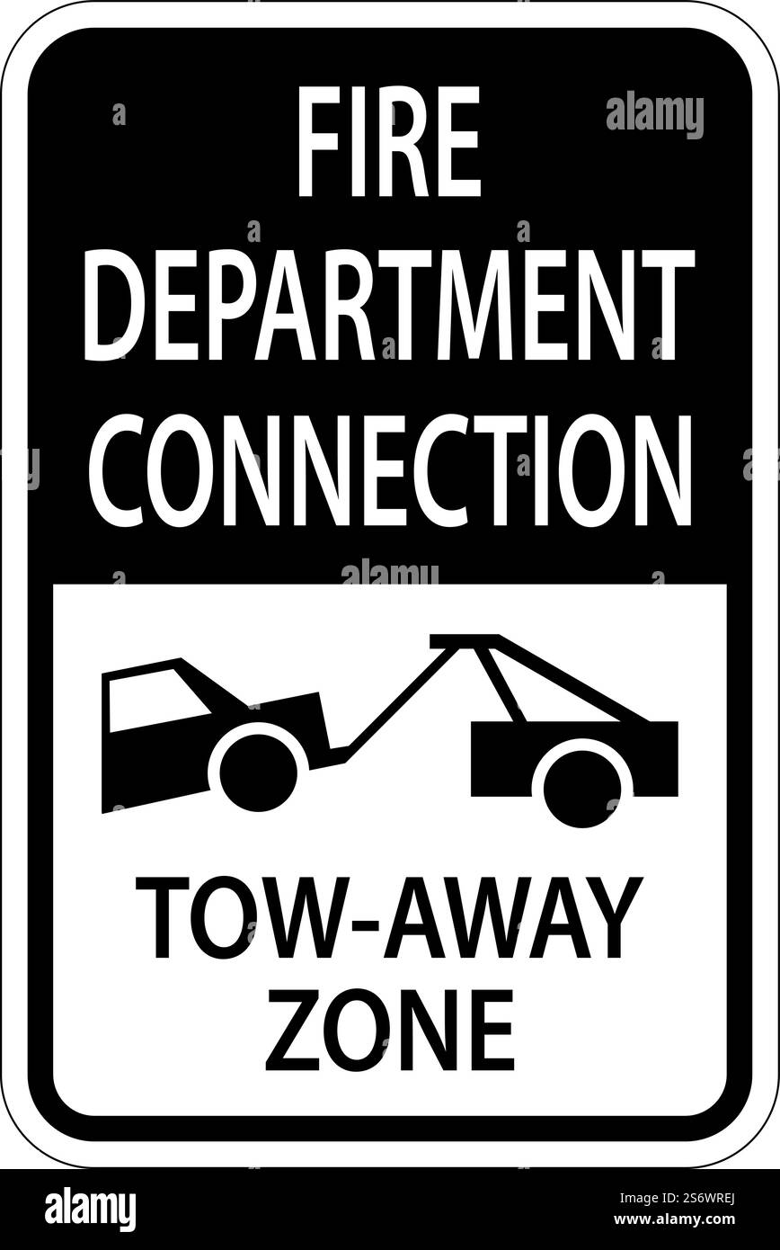 Fire Department Connection Tow Away Zone Sign On White Background Stock ...