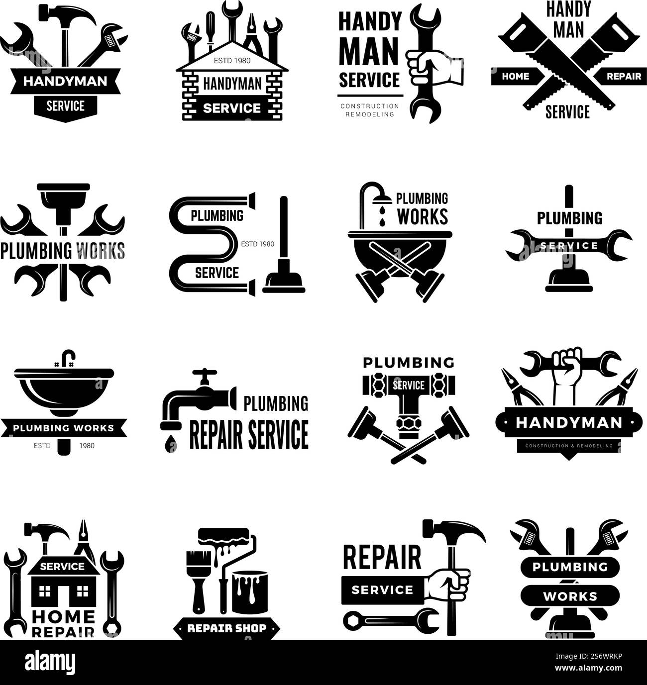 Handyman badges. Plumbing home logo home bathroom renovation processes ...