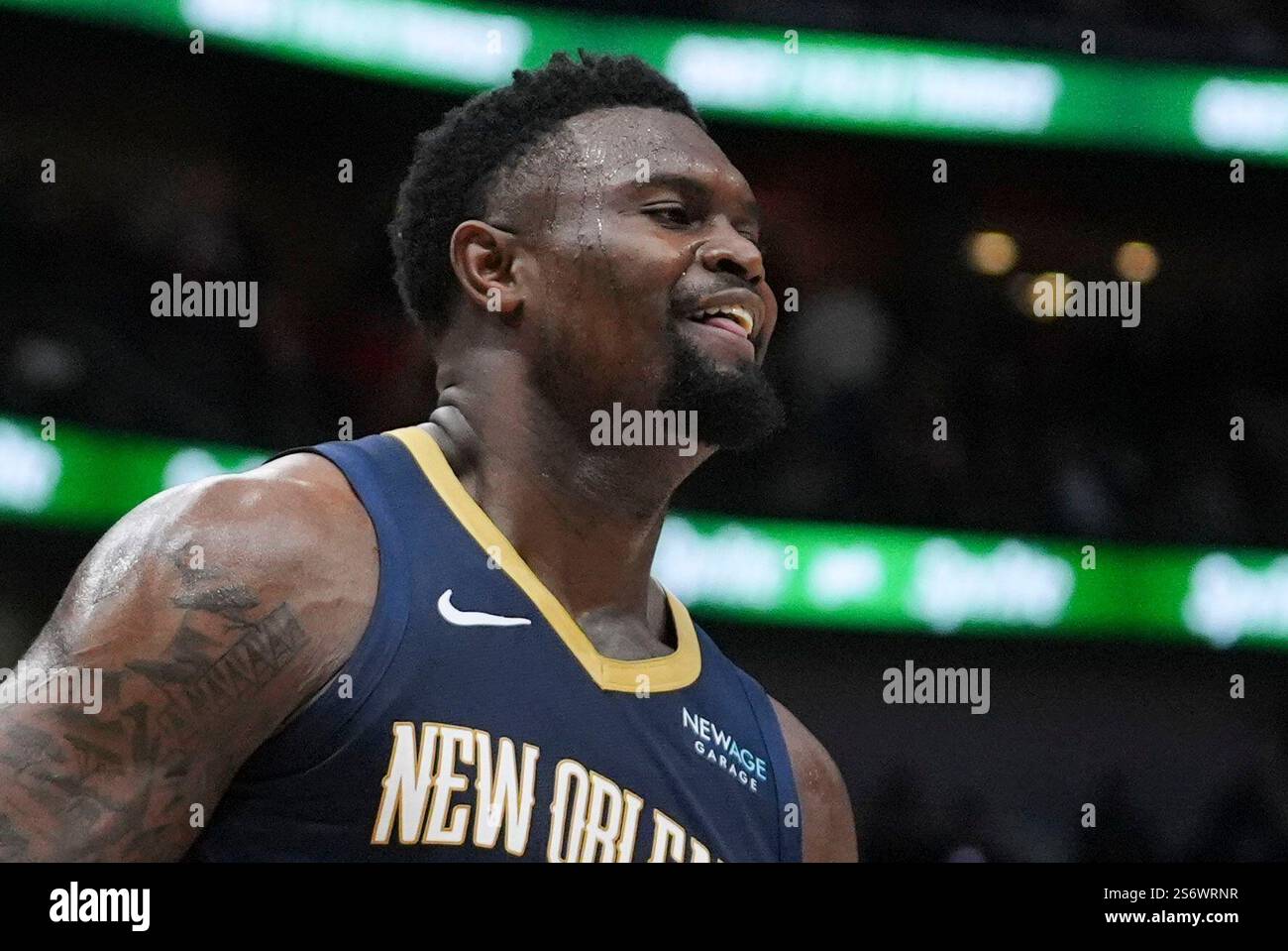 New Orleans Pelicans forward Zion Williamson (1) reacts after a slam ...
