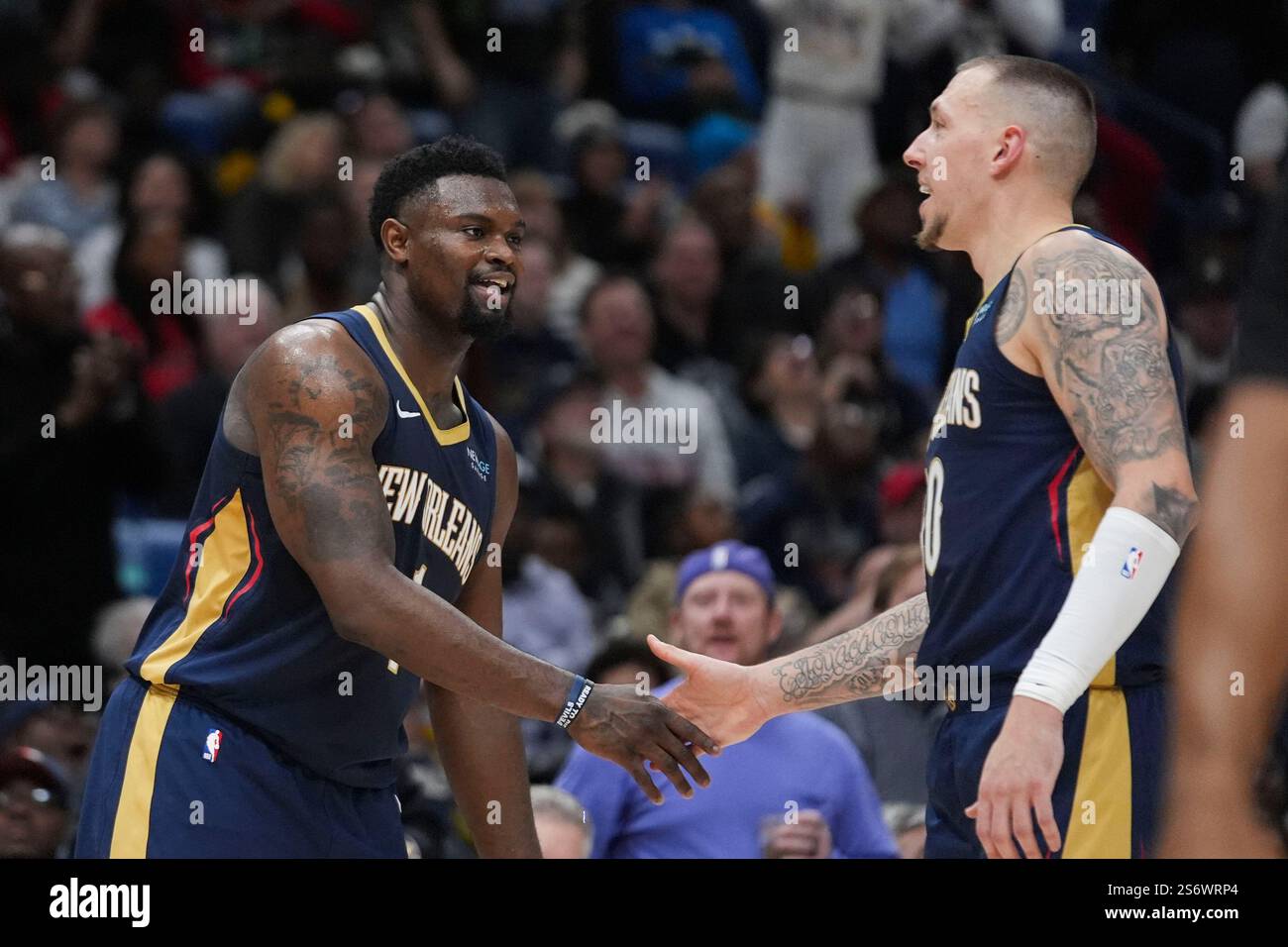 New Orleans Pelicans forward Zion Williamson (1) celebrates his slam ...