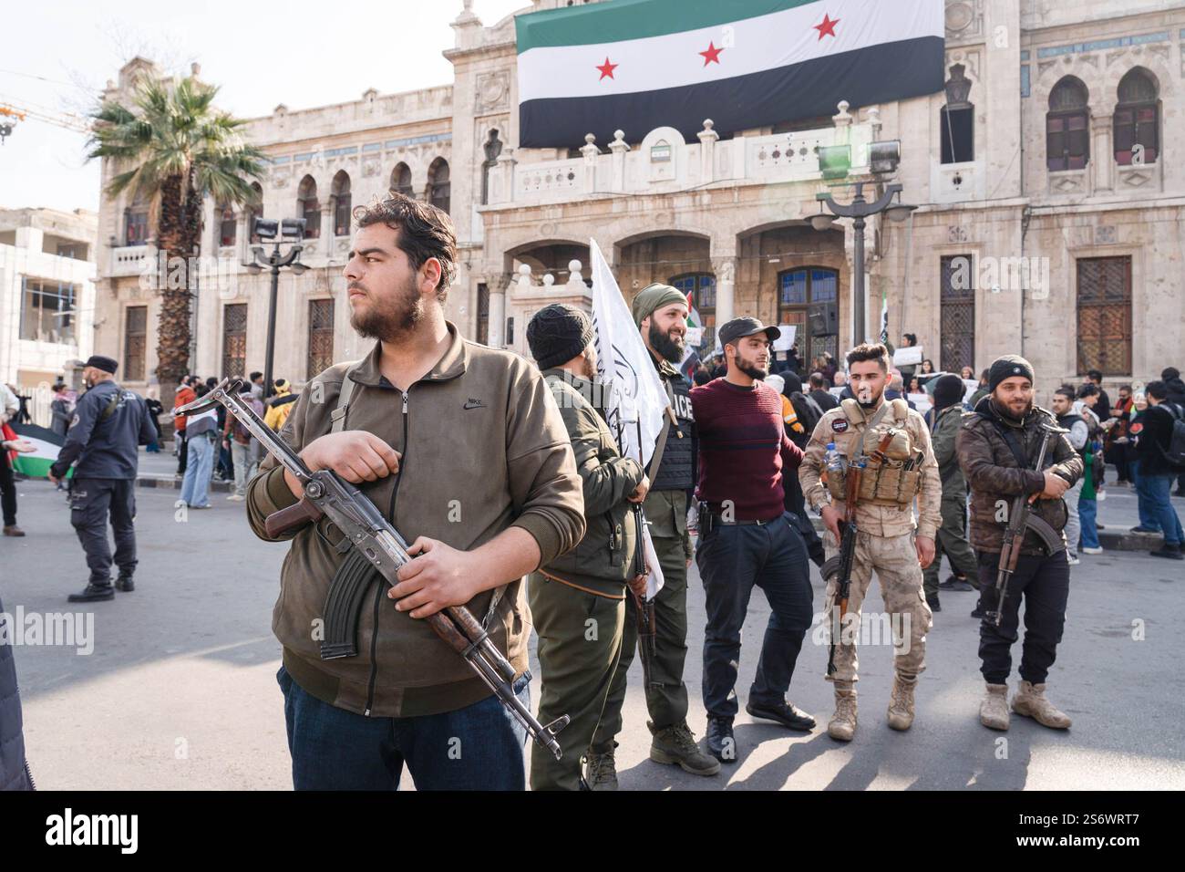 Damascus, Syria. 17th Jan, 2025. Syrian disciplinary forces are seen ...