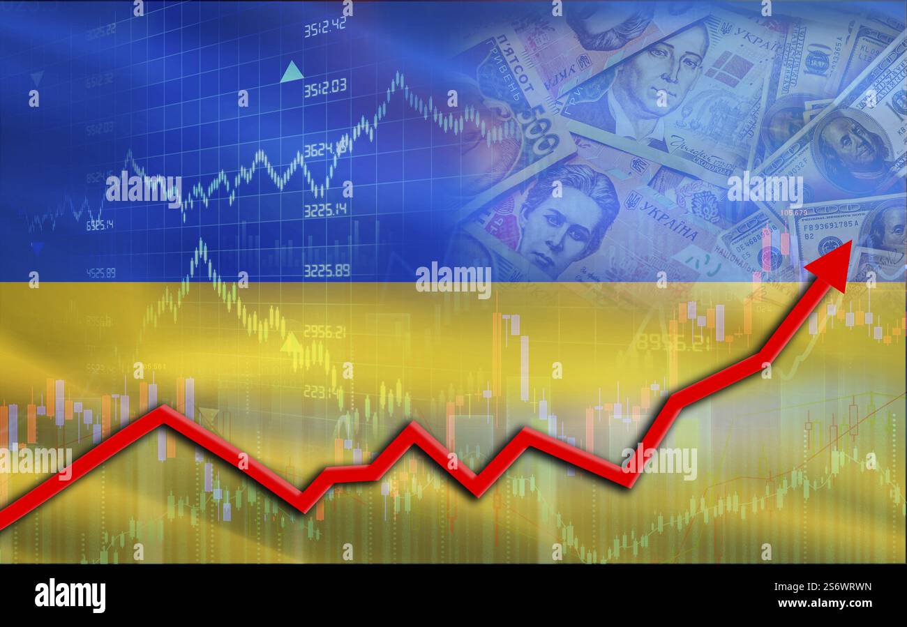 Ukraine economic growth on financial graph. Ukraine financial growth on ...