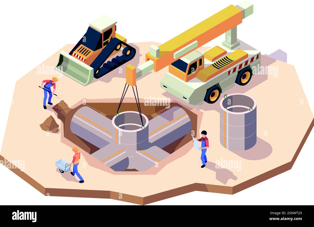 Pipeline production. Construction machines industrial pipeline ...