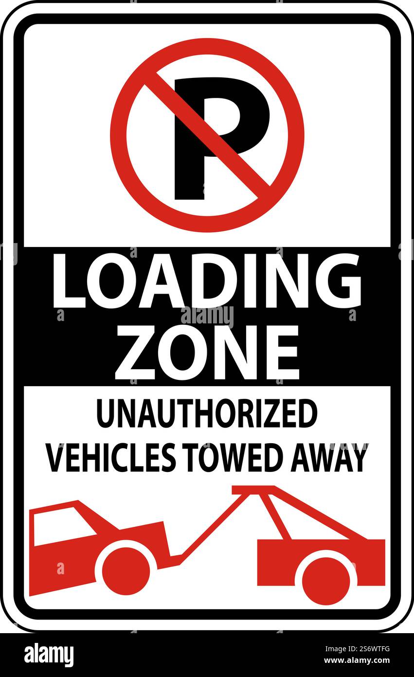 No Parking Loading Zone Sign On White Background Stock Vector Image ...