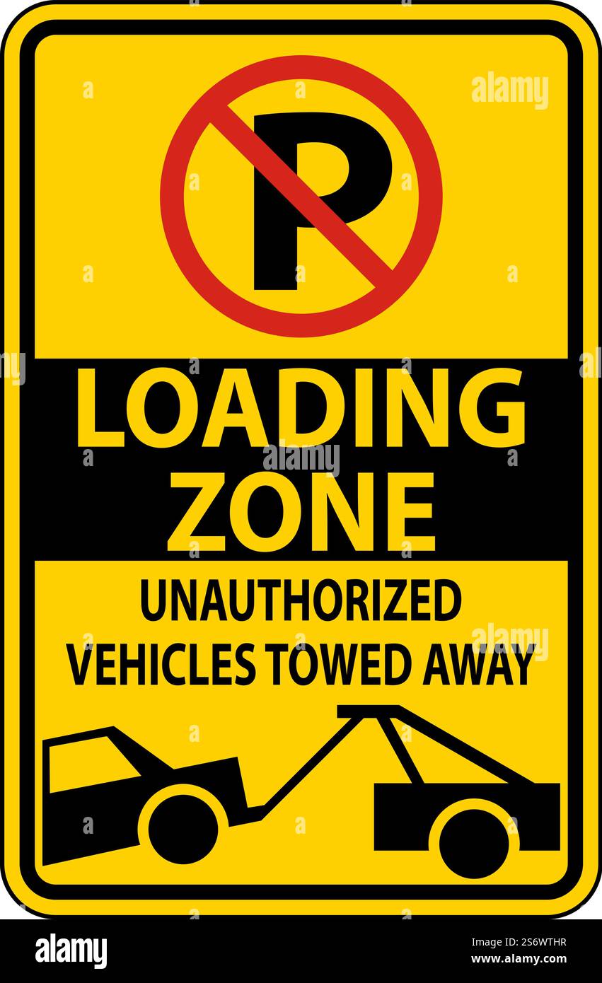 No Parking Loading Zone Sign On White Background Stock Vector Image ...