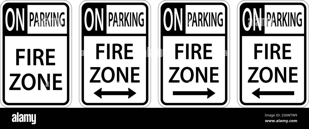 No Parking Fire Zone,Double Arrow,Right Arrow,Left Arrow Sign On White ...
