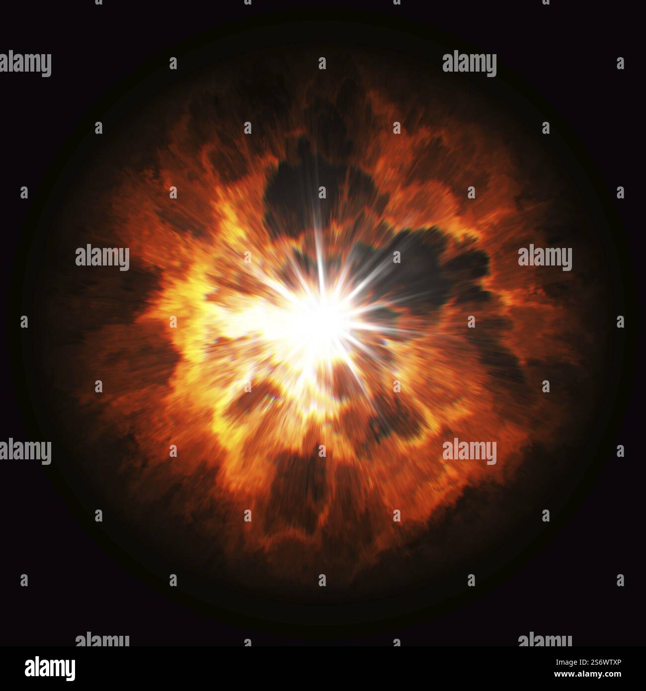 2d illustration of a big fire explosion Stock Photo - Alamy