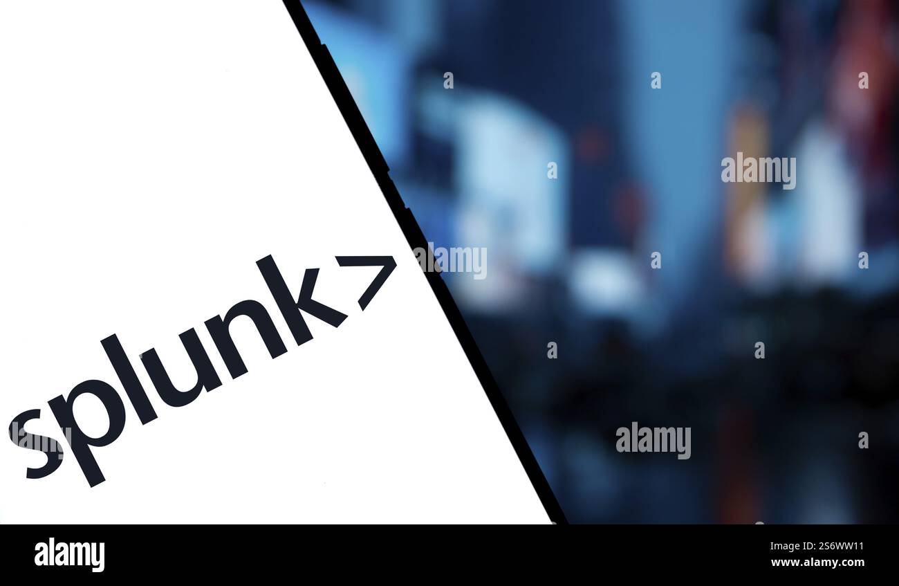 splunk logo is displayed on smartphone. Splunk Inc. is an American ...