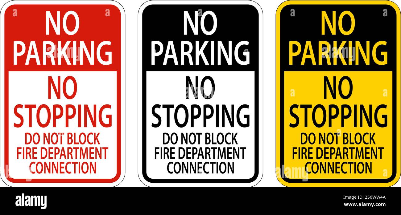 No Parking Do Not Block Fire Department Connection Sign Stock Vector ...