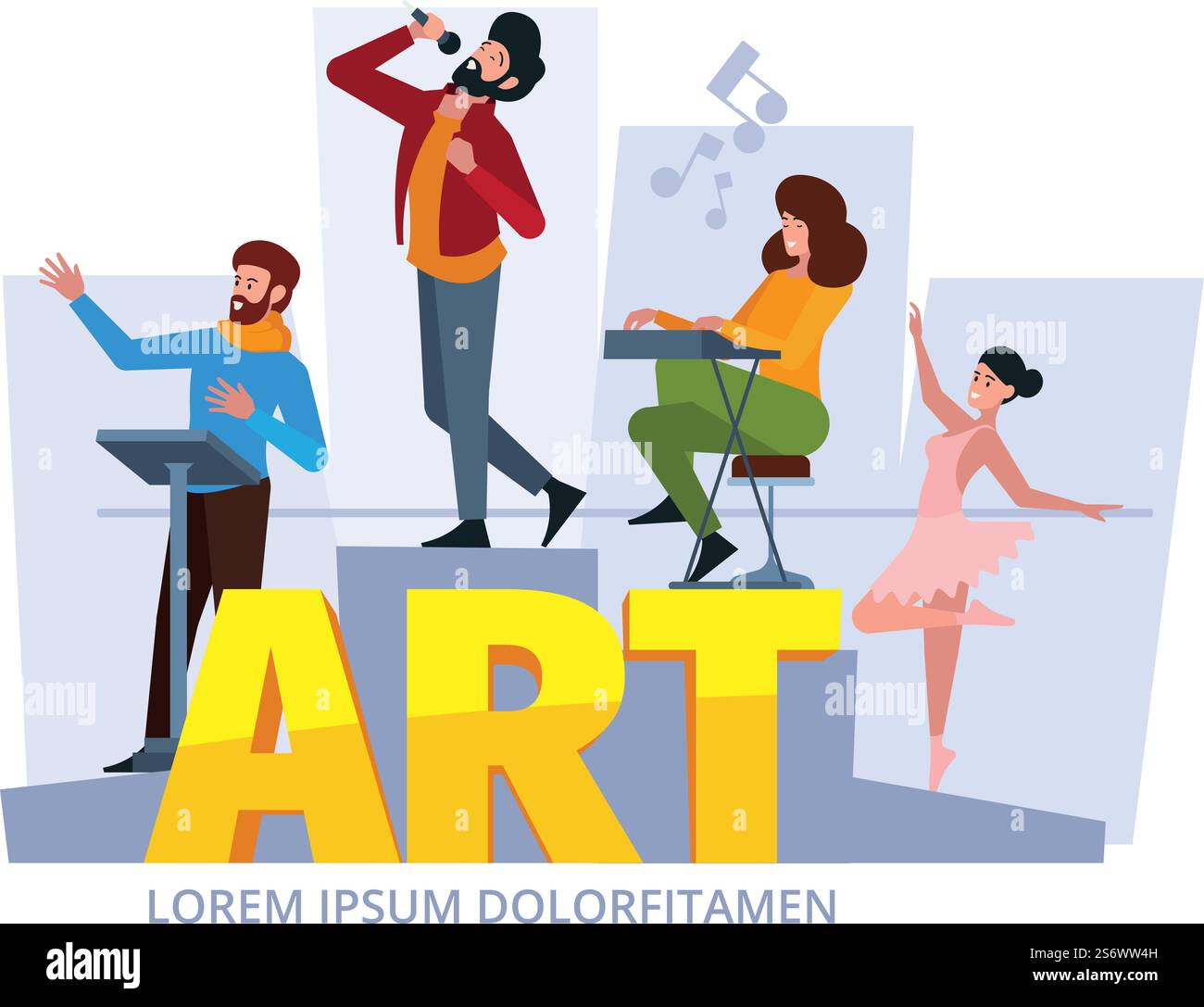 Creative persons working. Concept background with artists and designers ...