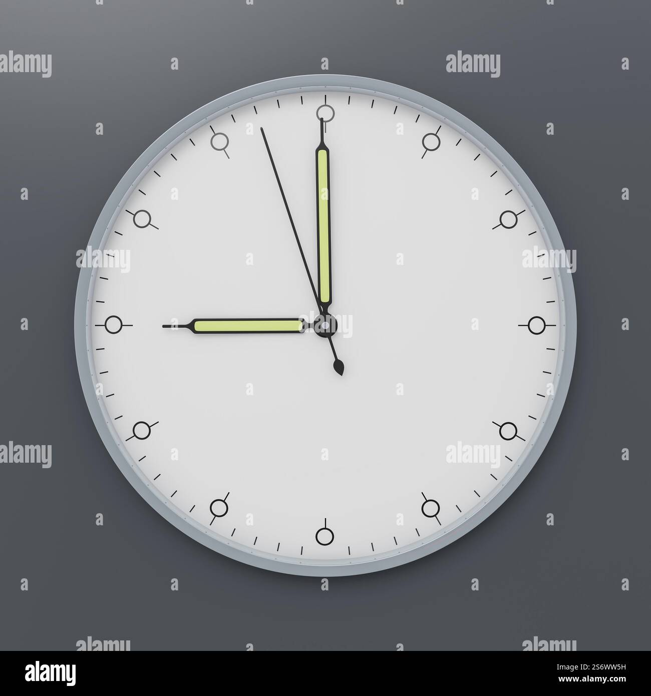 A clock shows nine o'clock 3d illustration Stock Photo - Alamy