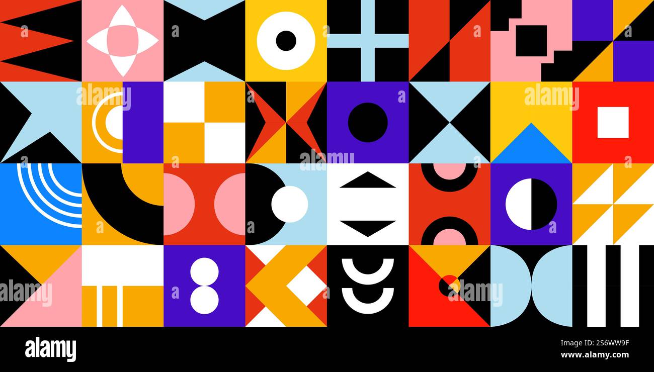 Abstract geometric tiles pattern. Bauhaus stylish background, modern ...