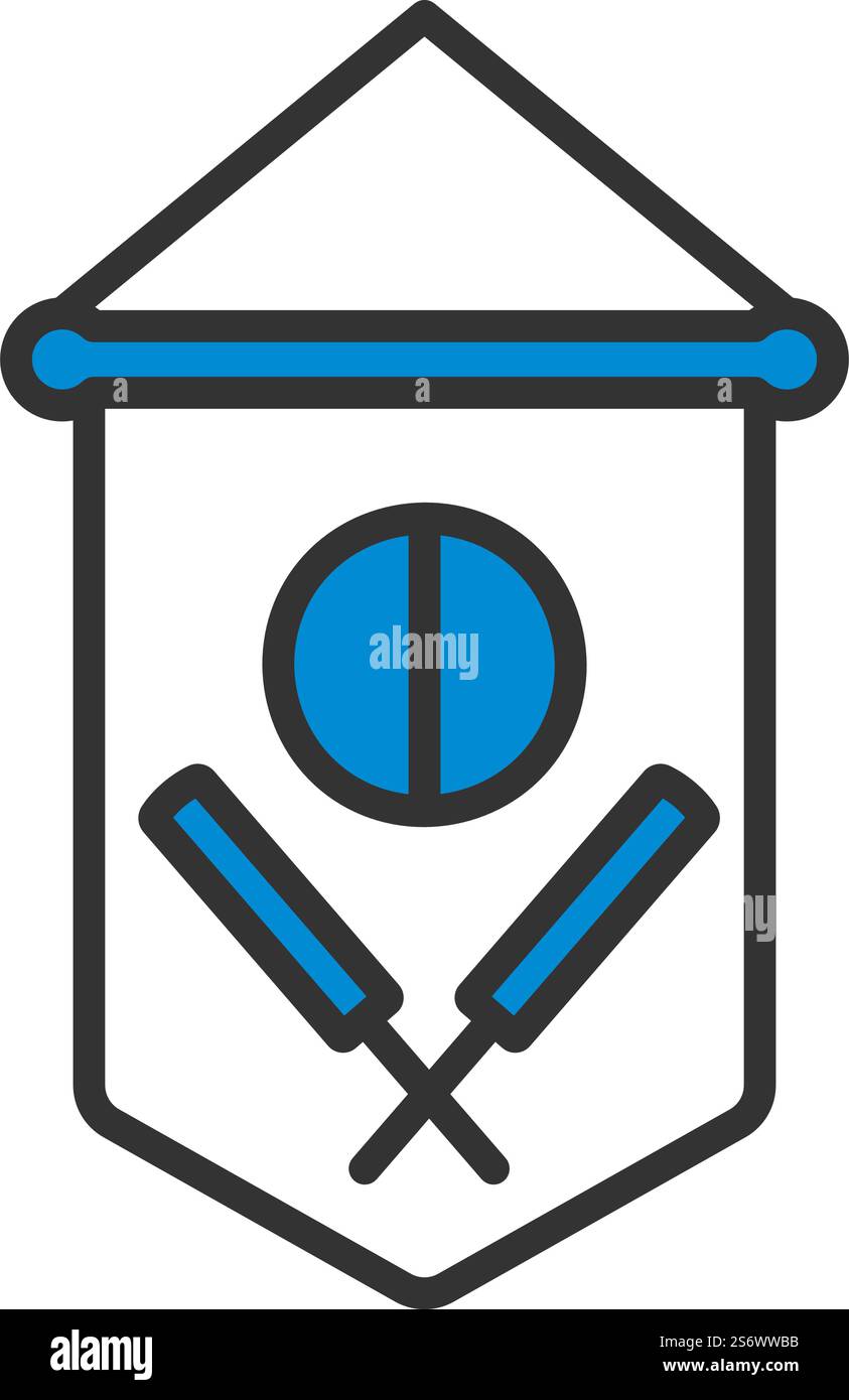 Cricket Shield Emblem Icon. Editable Bold Outline With Color Fill ...
