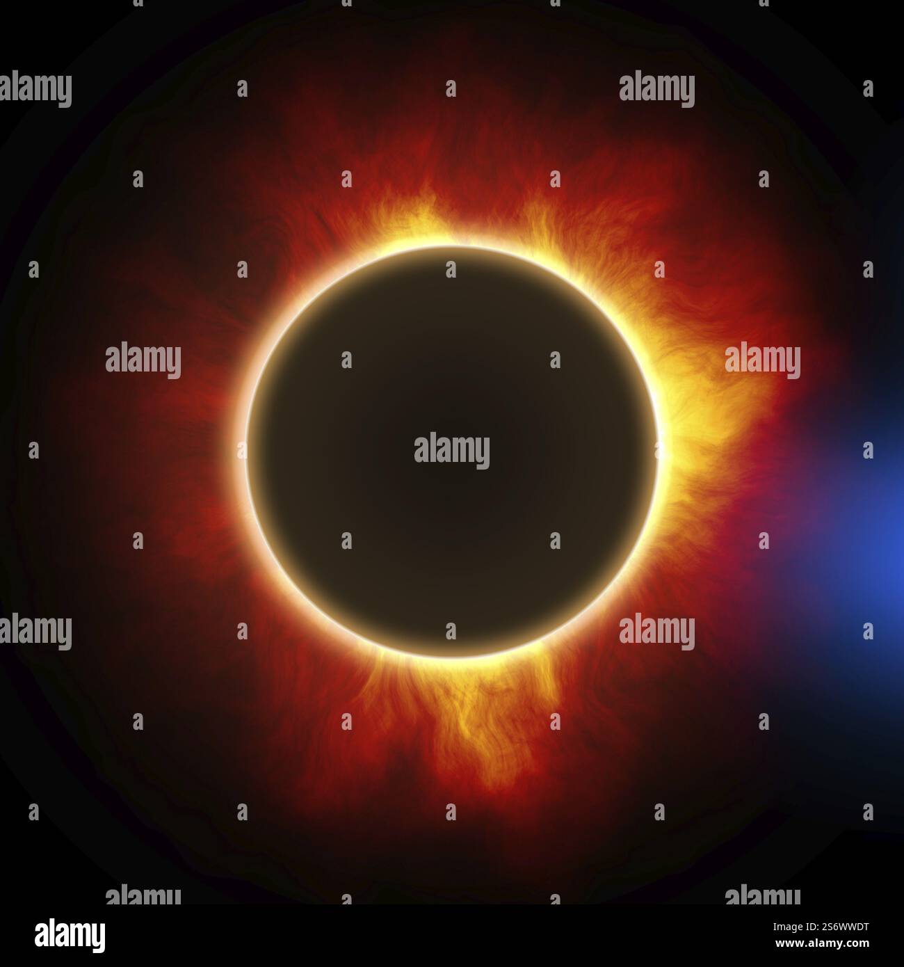 A total solar eclipse in space detail illustration Stock Photo - Alamy