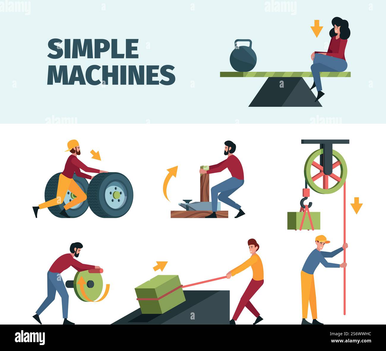 Simple mechanism. Physical force machine working force gear garish ...
