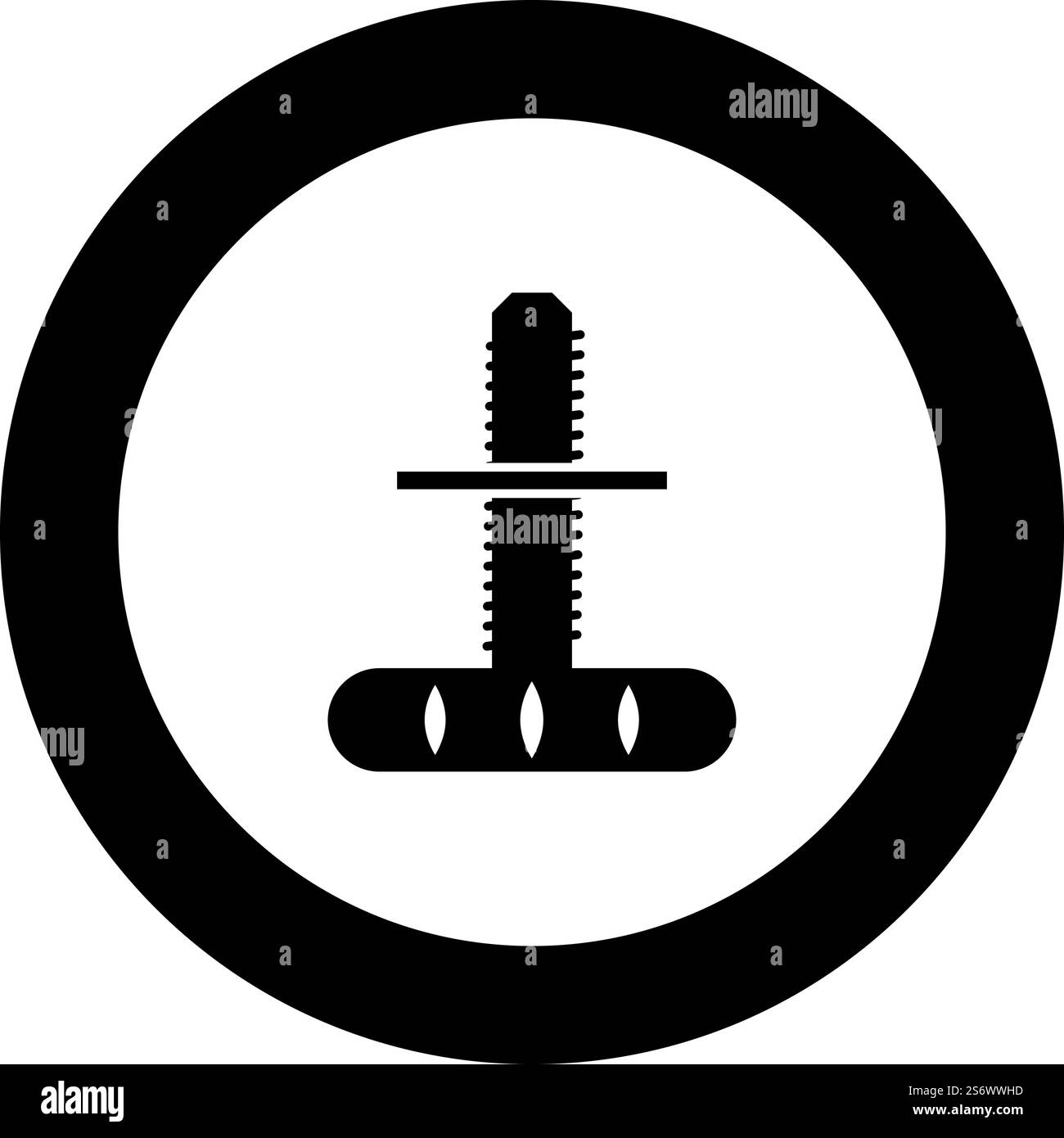 Furniture leg adjustable support icon in circle round black color ...