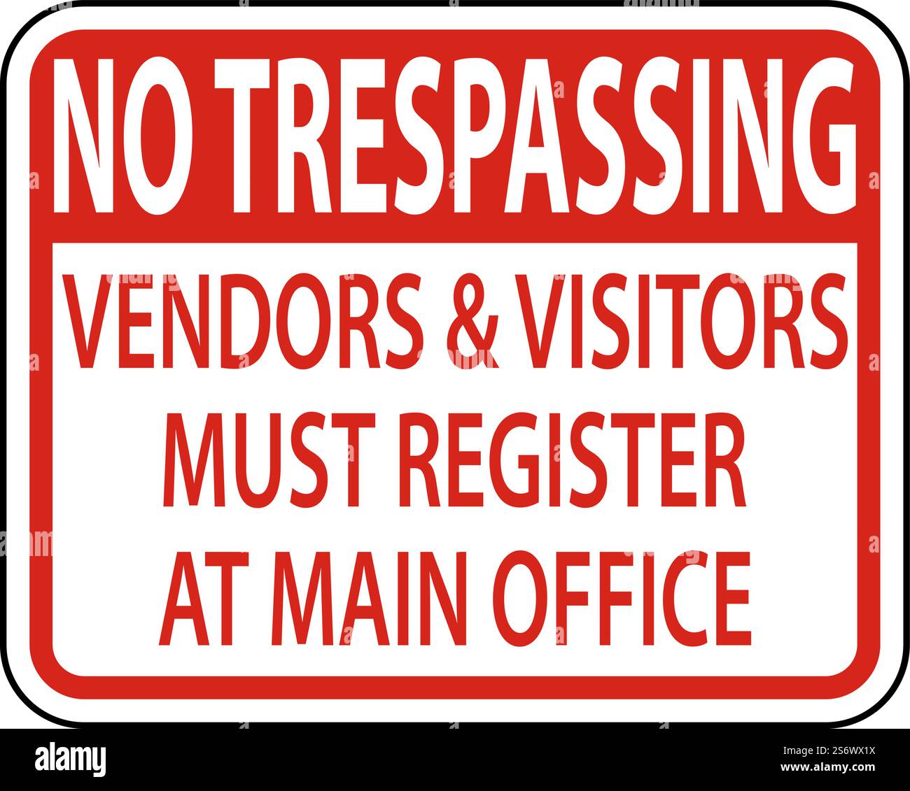 Vendors and Visitors Must Register Sign On White Background Stock ...
