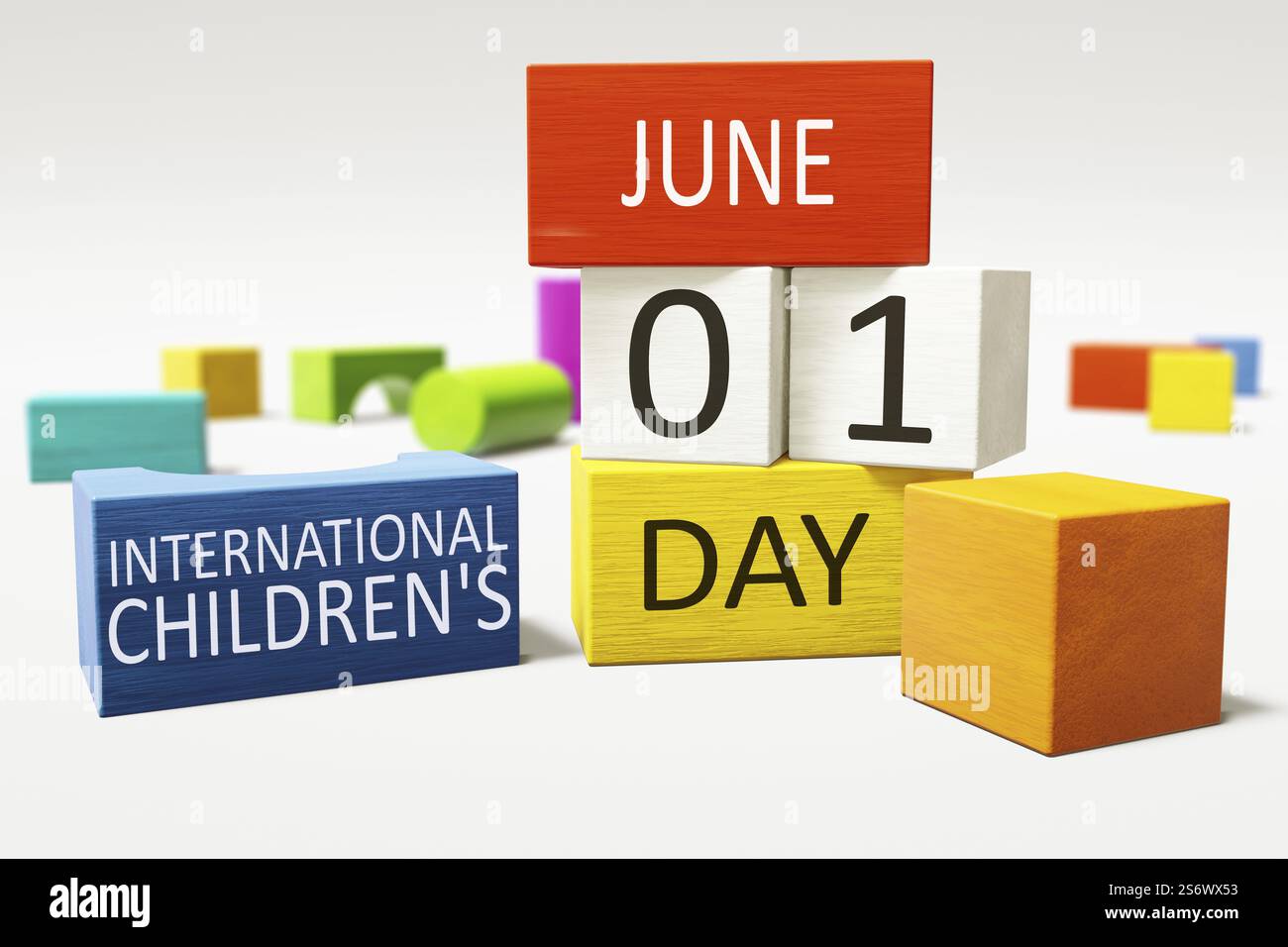 International Children's Day first of June with colorful building ...