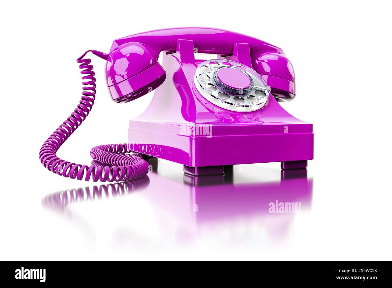 3d illustration of an old pink dial-up phone Stock Photo - Alamy