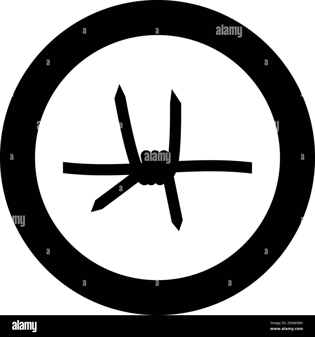 Barbed wire icon in circle round black color vector illustration image ...