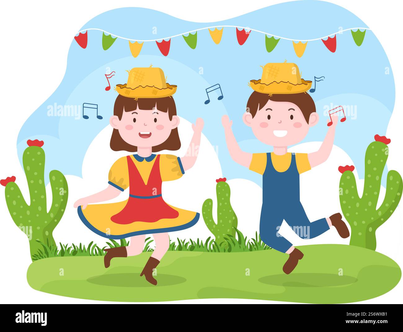 Festa Junina or Sao Joao Celebration Cartoon Illustration Made Very ...