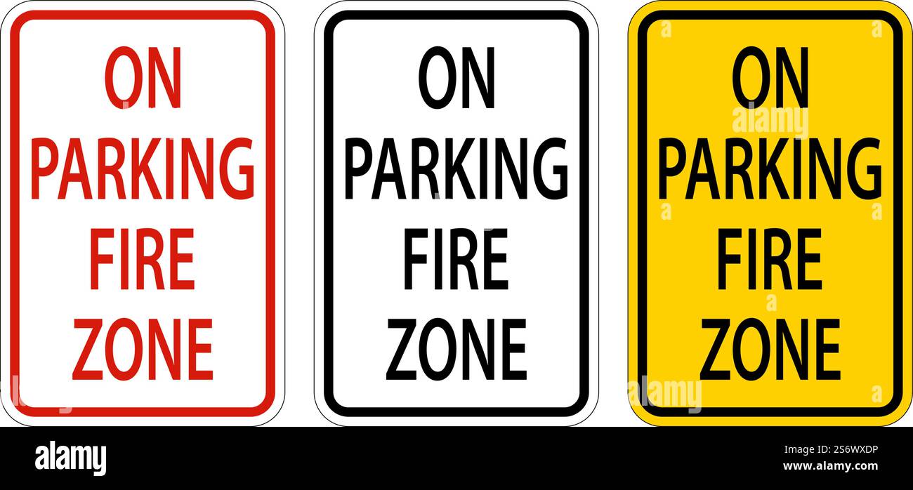 No Parking Fire Zone Sign On White Background Stock Vector Image & Art ...