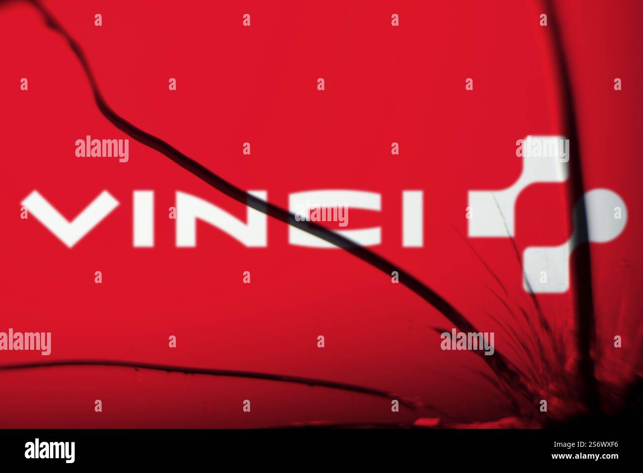 Vinci logo is visible on the broken glass Stock Photo - Alamy