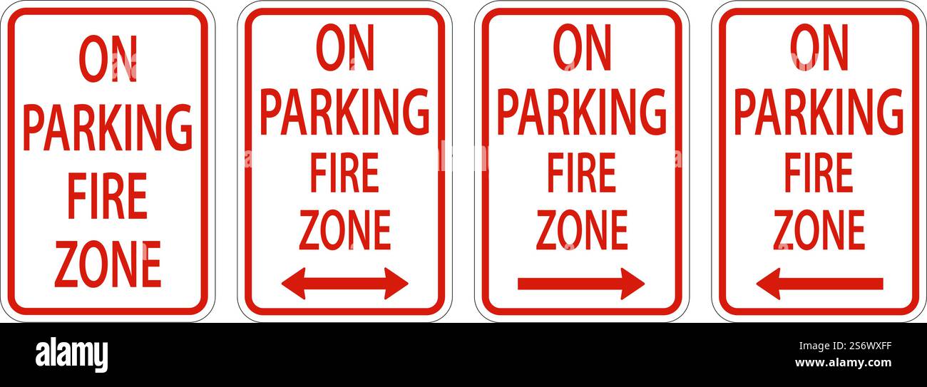 No Parking Fire Zone Sign On White Background Stock Vector Image & Art ...