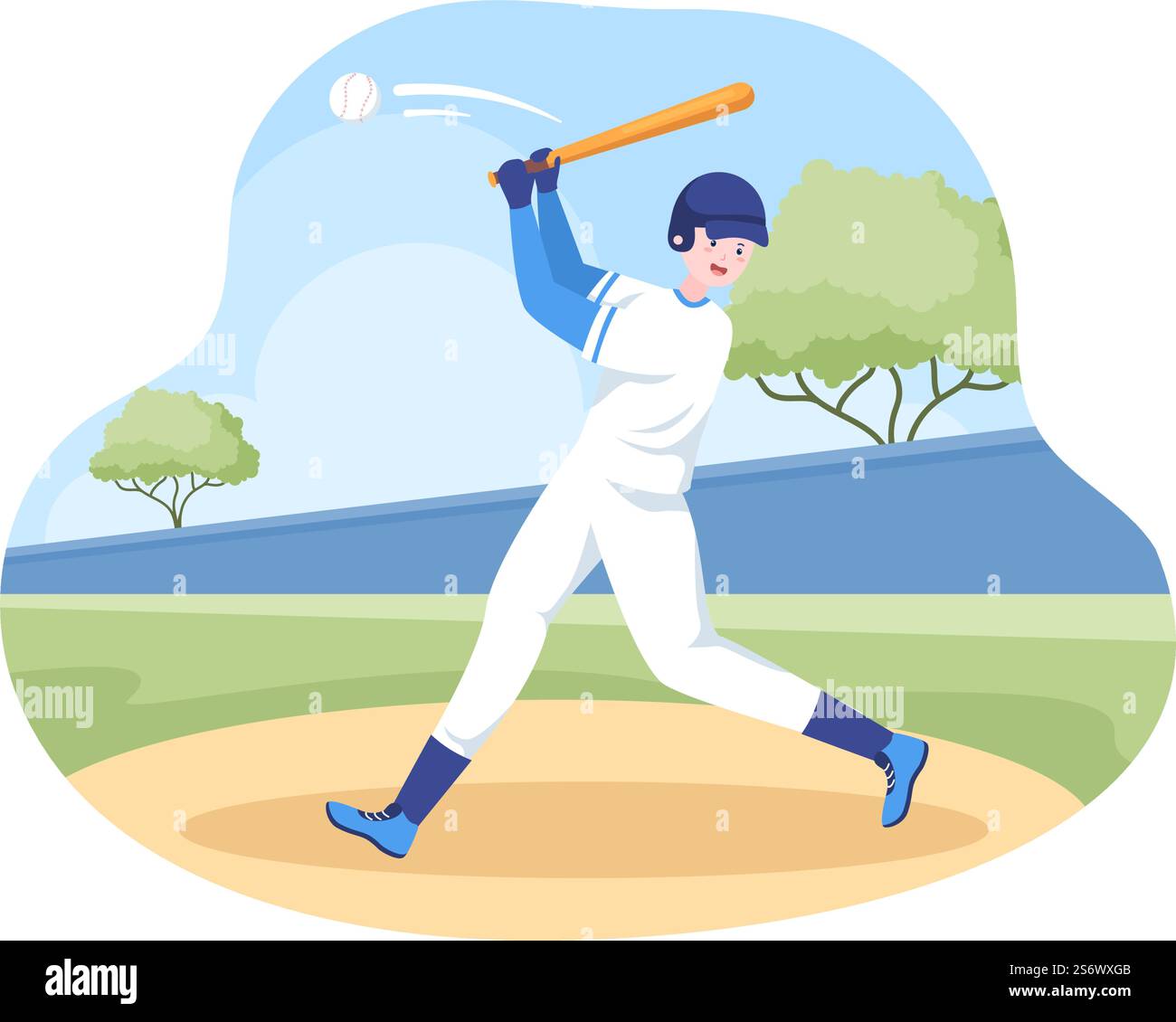 Baseball Player Sports Throwing, Catching or Hitting a Ball with Bats ...