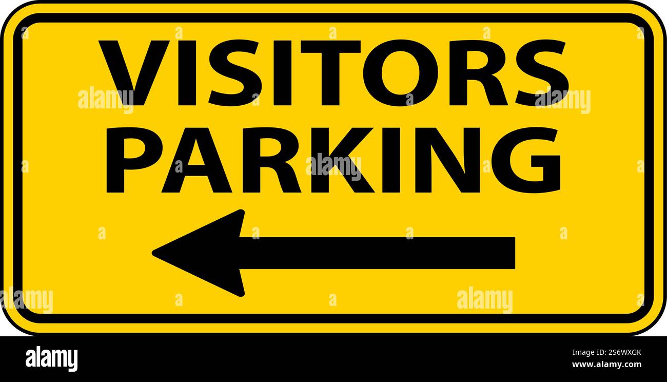 Visitors Parking Left Arrow Sign On White Background Stock Vector Image ...