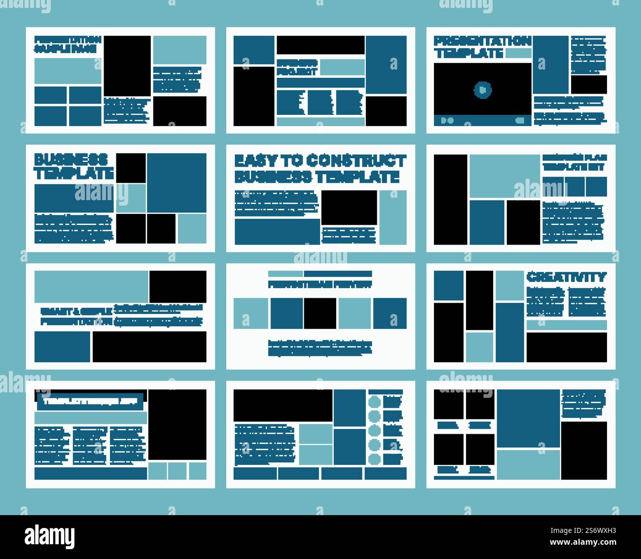 Business pages templates. Presentation ui design frames and layout ...