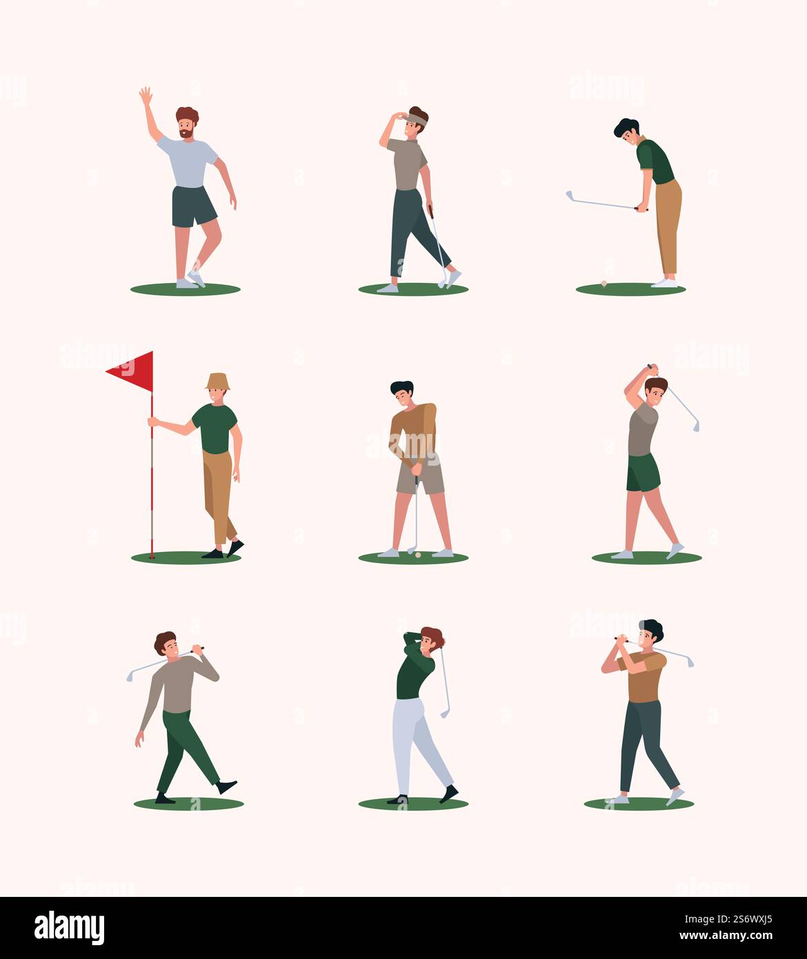 Golf players. Recreation healthy outdoor sport activities golfers ...