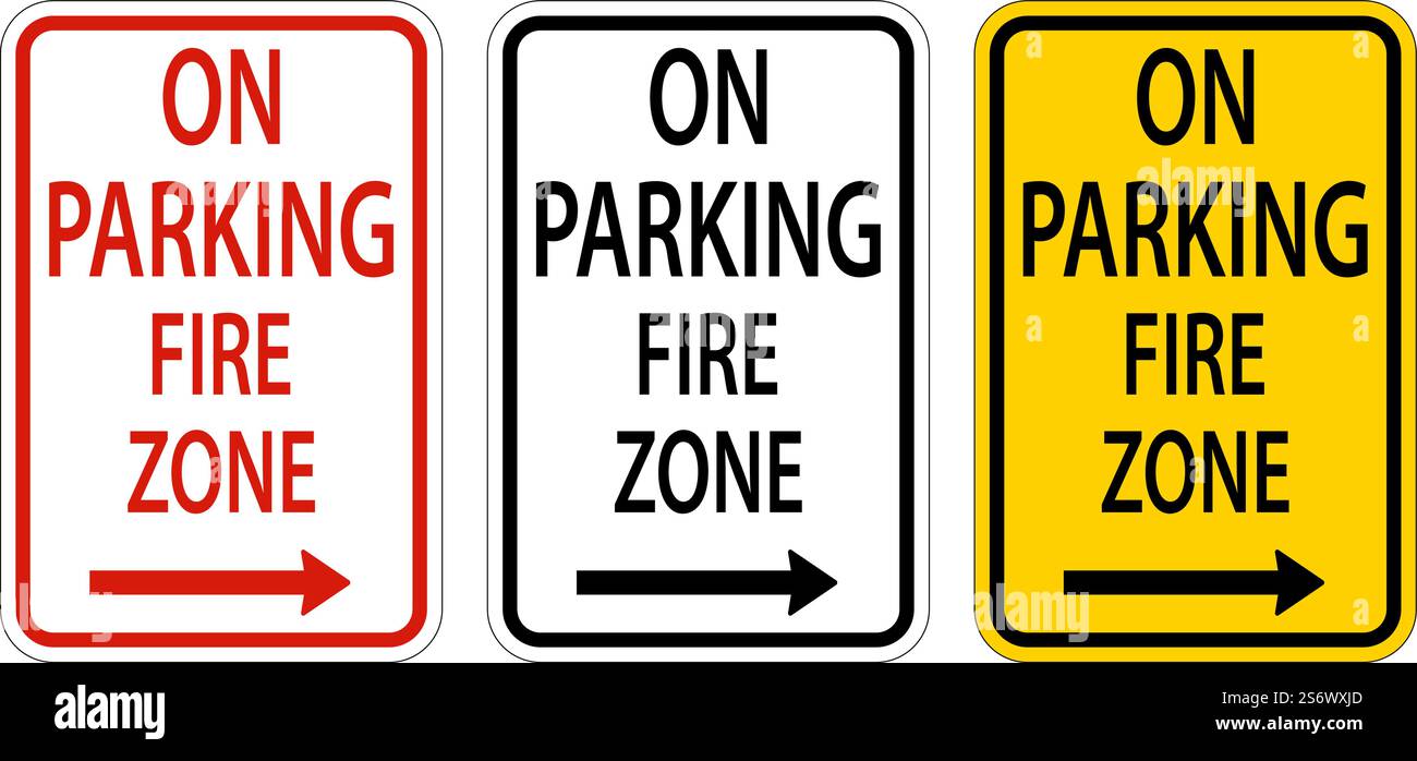 No Parking Fire Zone,Right Arrow Sign On White Background Stock Vector ...