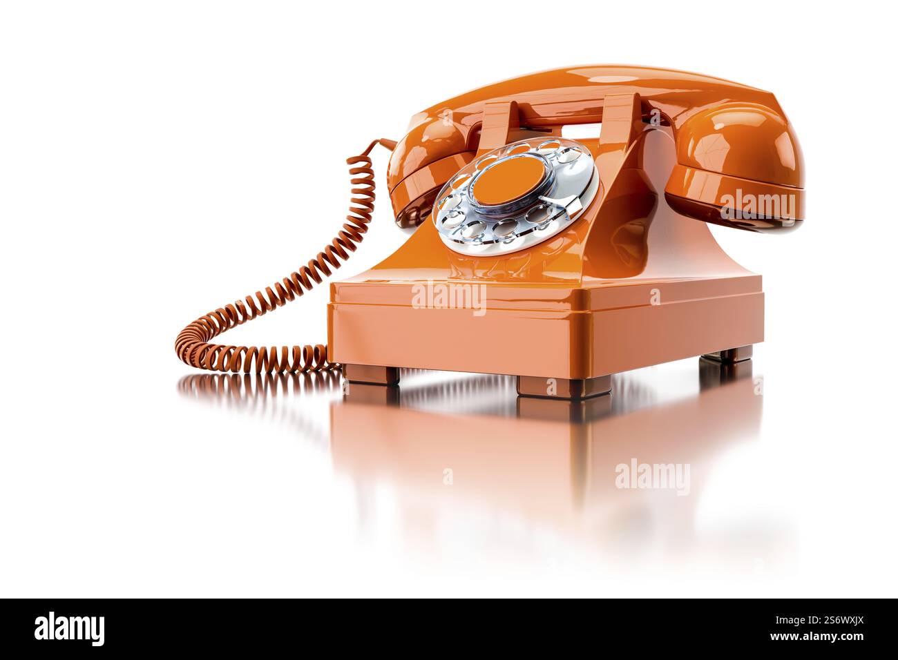 3d illustration of an old orange dial-up phone Stock Photo - Alamy