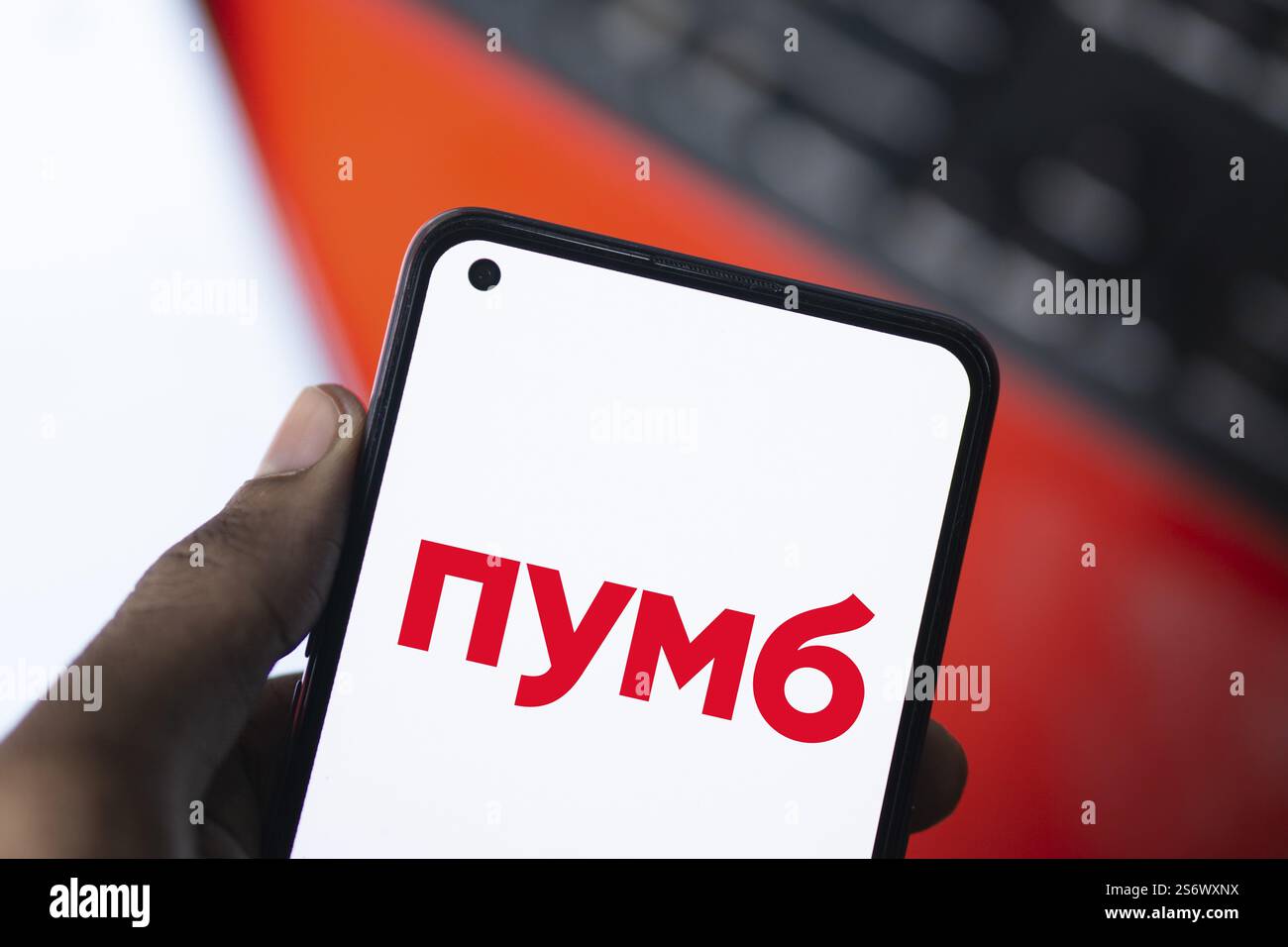 First Ukrainian International Bank logo is displayed on smartphone ...