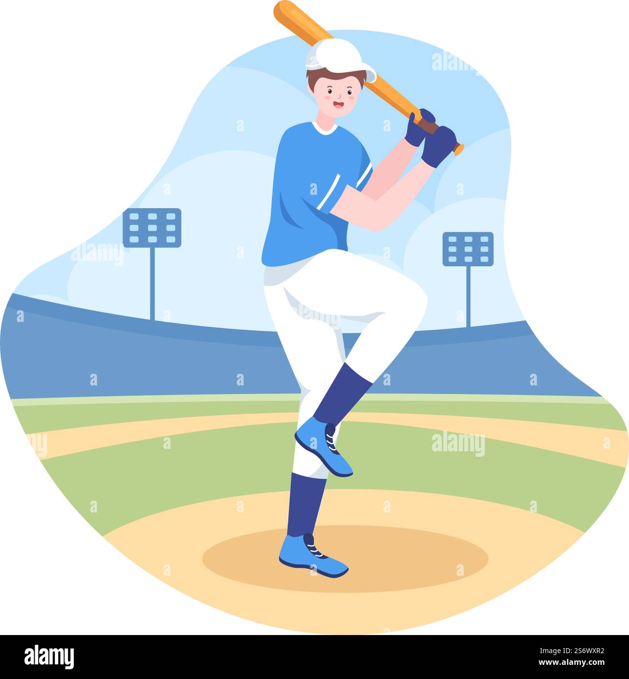 Baseball Player Sports Throwing, Catching or Hitting a Ball with Bats ...