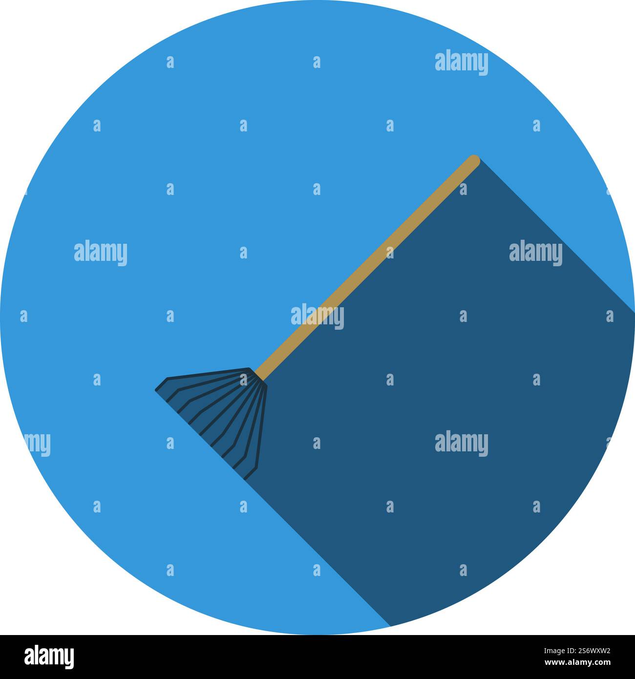 Rake Icon. Flat Circle Stencil Design With Long Shadow. Vector ...