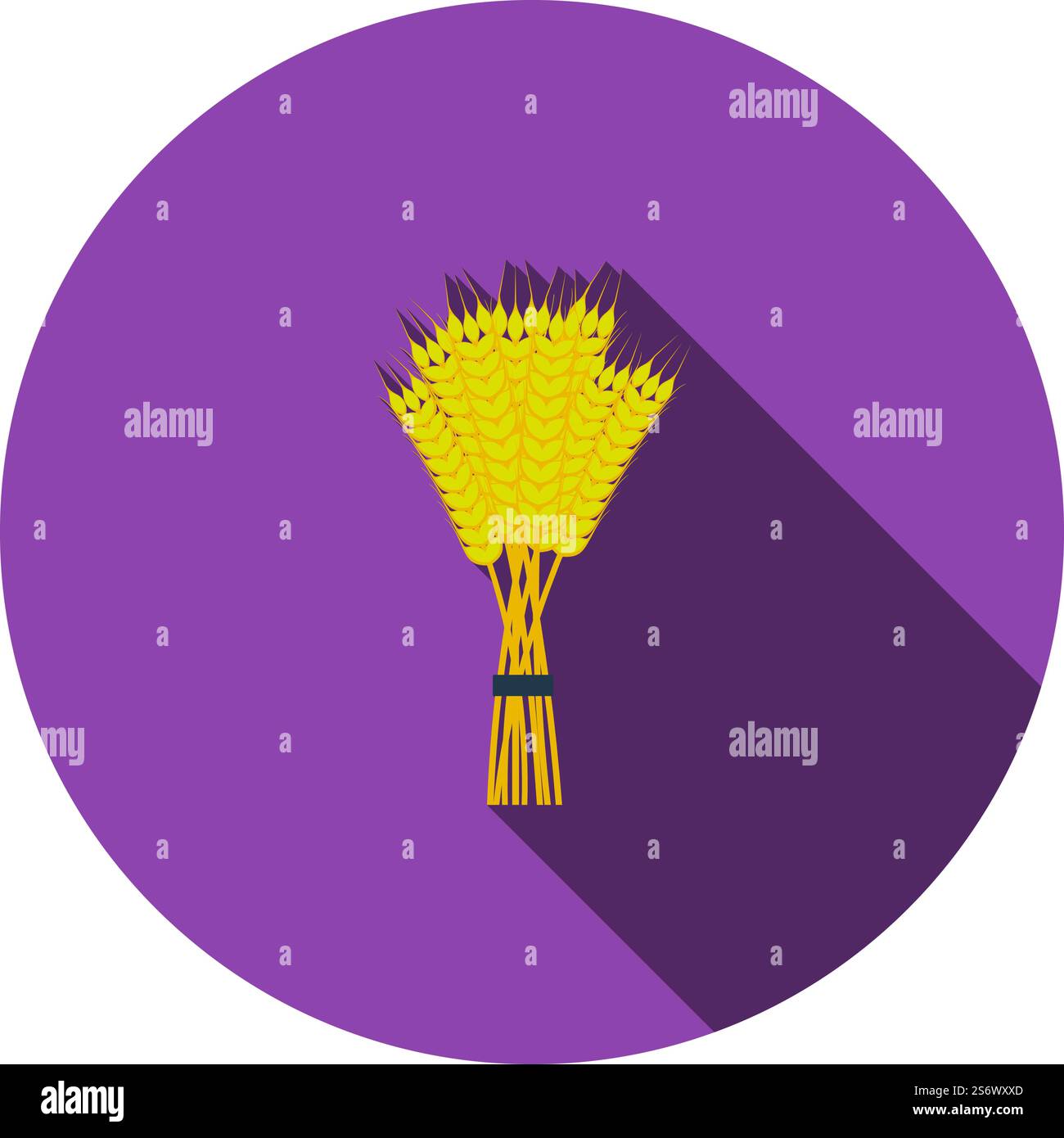 Wheat Icon. Flat Circle Stencil Design With Long Shadow. Vector ...