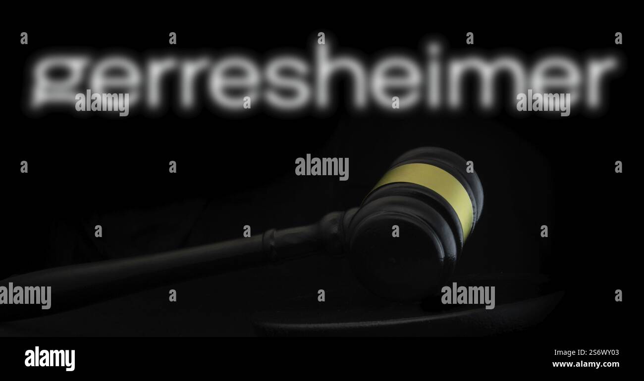 Court gavel in front of the gerresheimer logo. Gerresheimer AG is a ...
