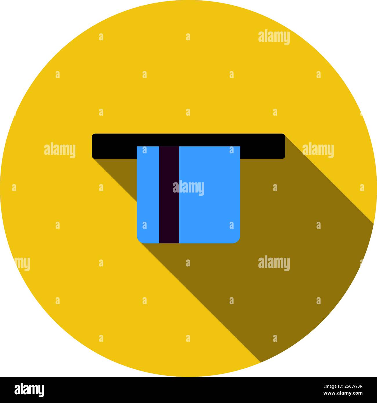 Credit Card Sliding Out From ATM Icon. Flat Circle Stencil Design With ...