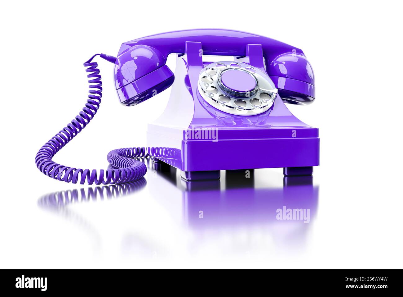 3d illustration of an old purple dial-up phone Stock Photo - Alamy
