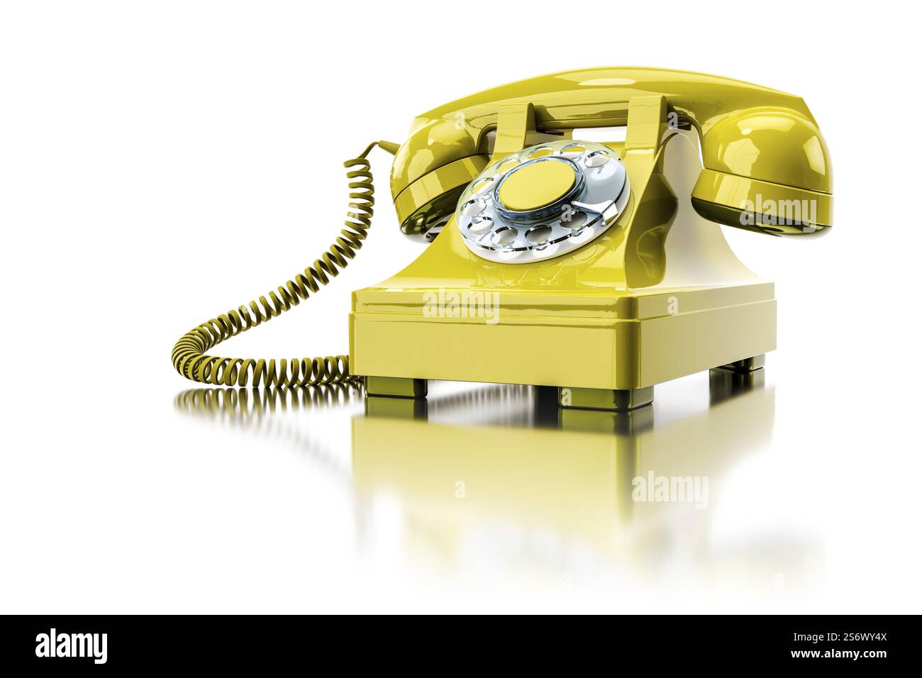 3d illustration of an old yellow dial-up phone Stock Photo - Alamy