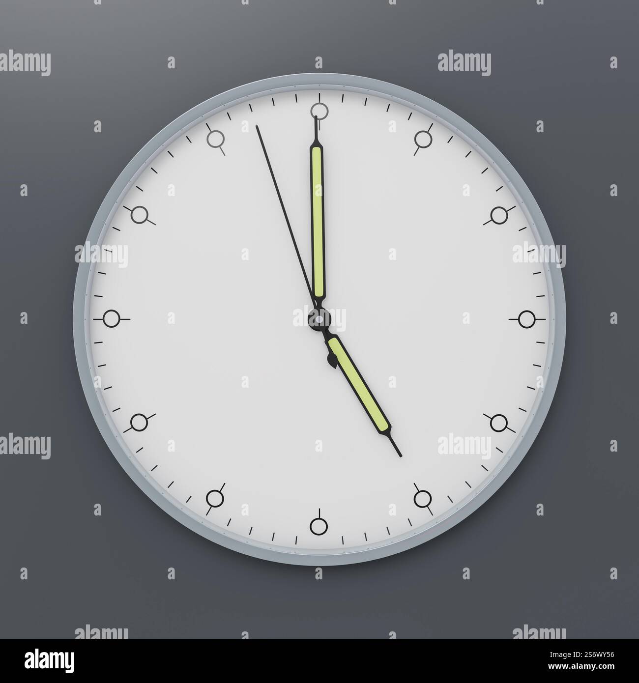 A clock shows five o'clock 3d illustration Stock Photo - Alamy