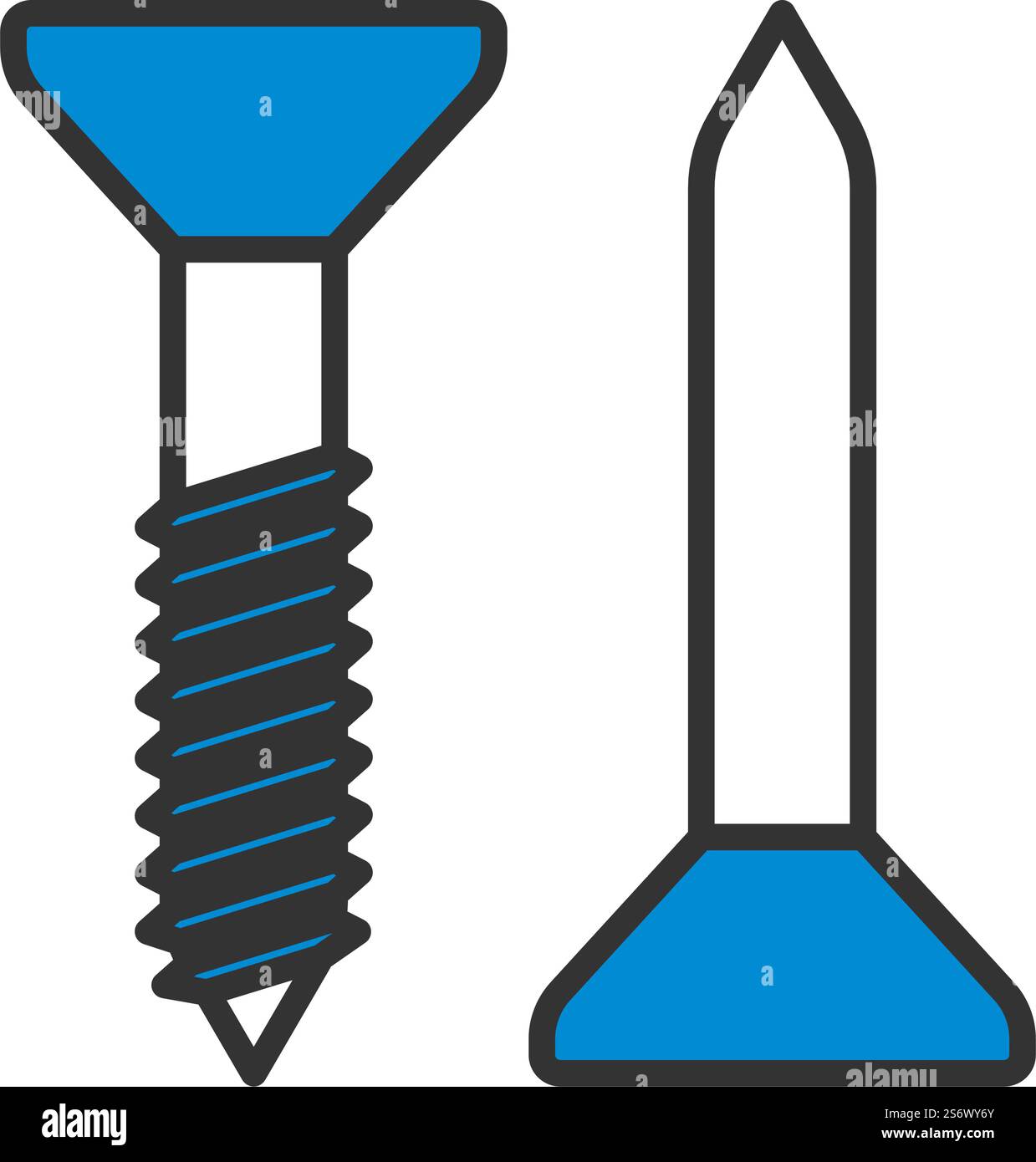 Icon Of Screw And Nail. Editable Bold Outline With Color Fill Design ...