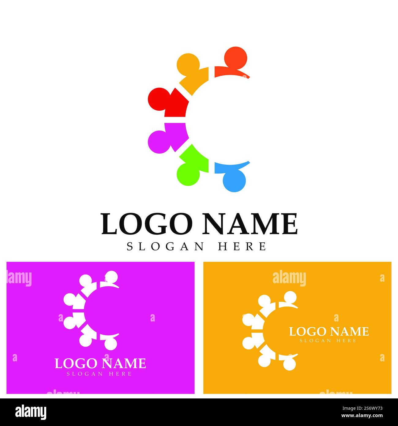 Community logo icon design with colorful people in a circular shape ...